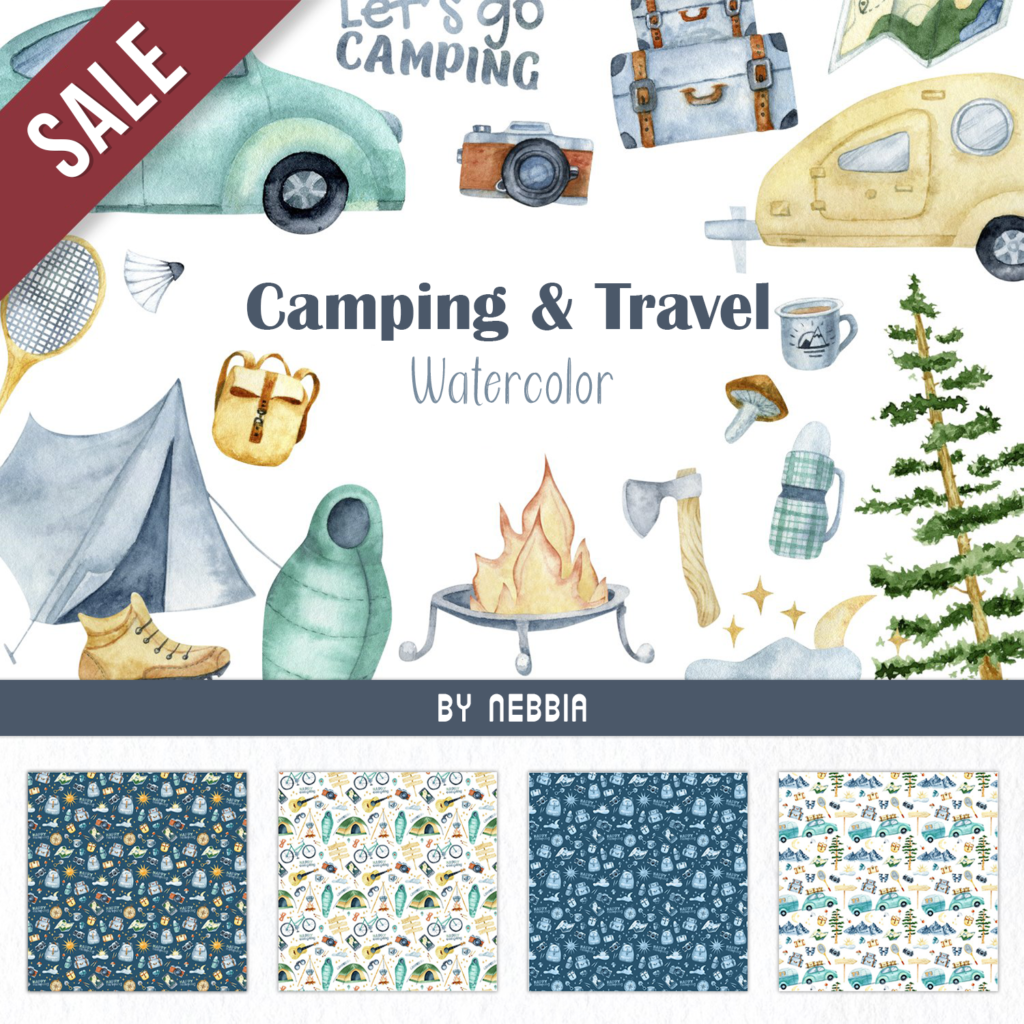 Watercolor Forest Camper Cliparts | MasterBundles