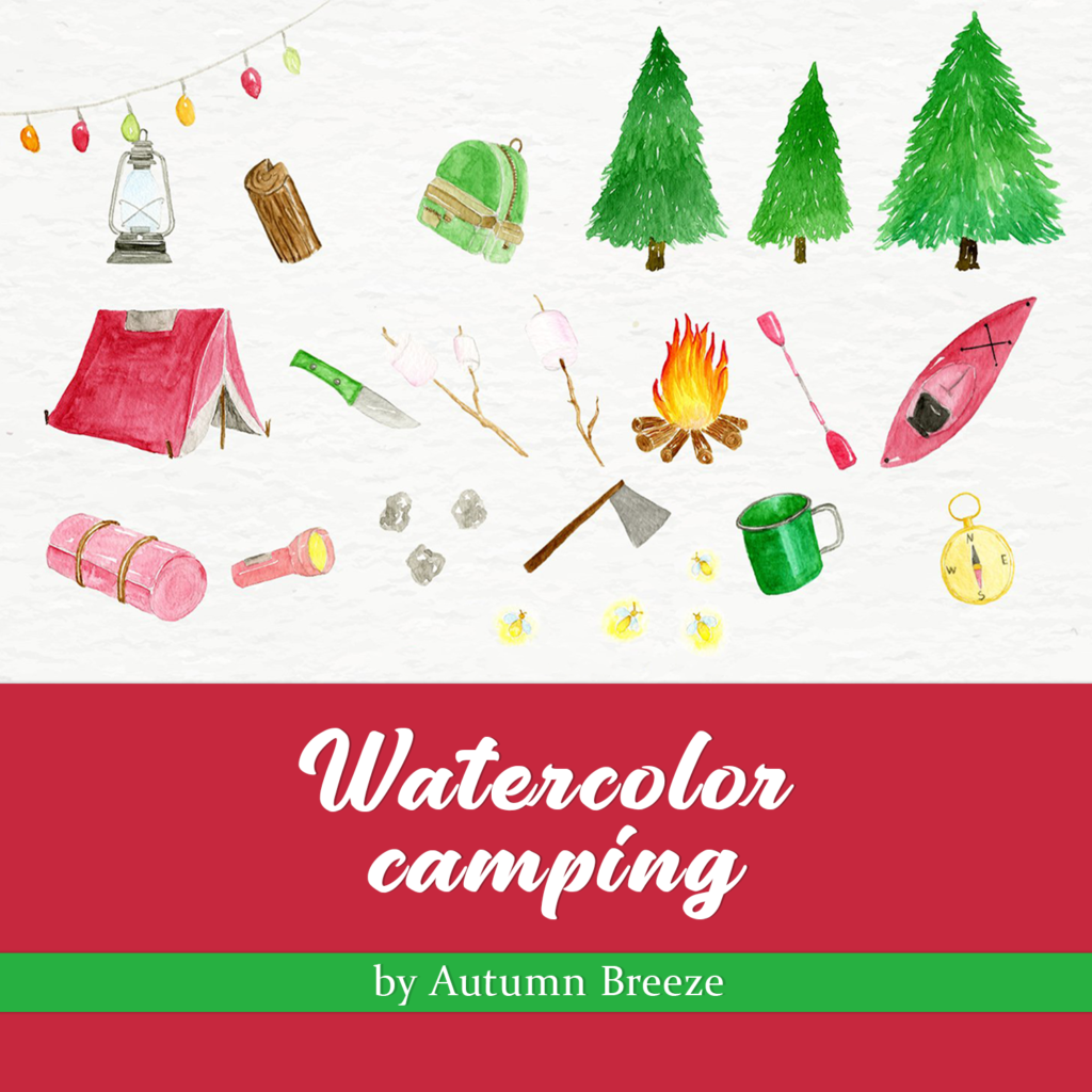 Watercolor Camping Clipart: 36 Images – MasterBundles