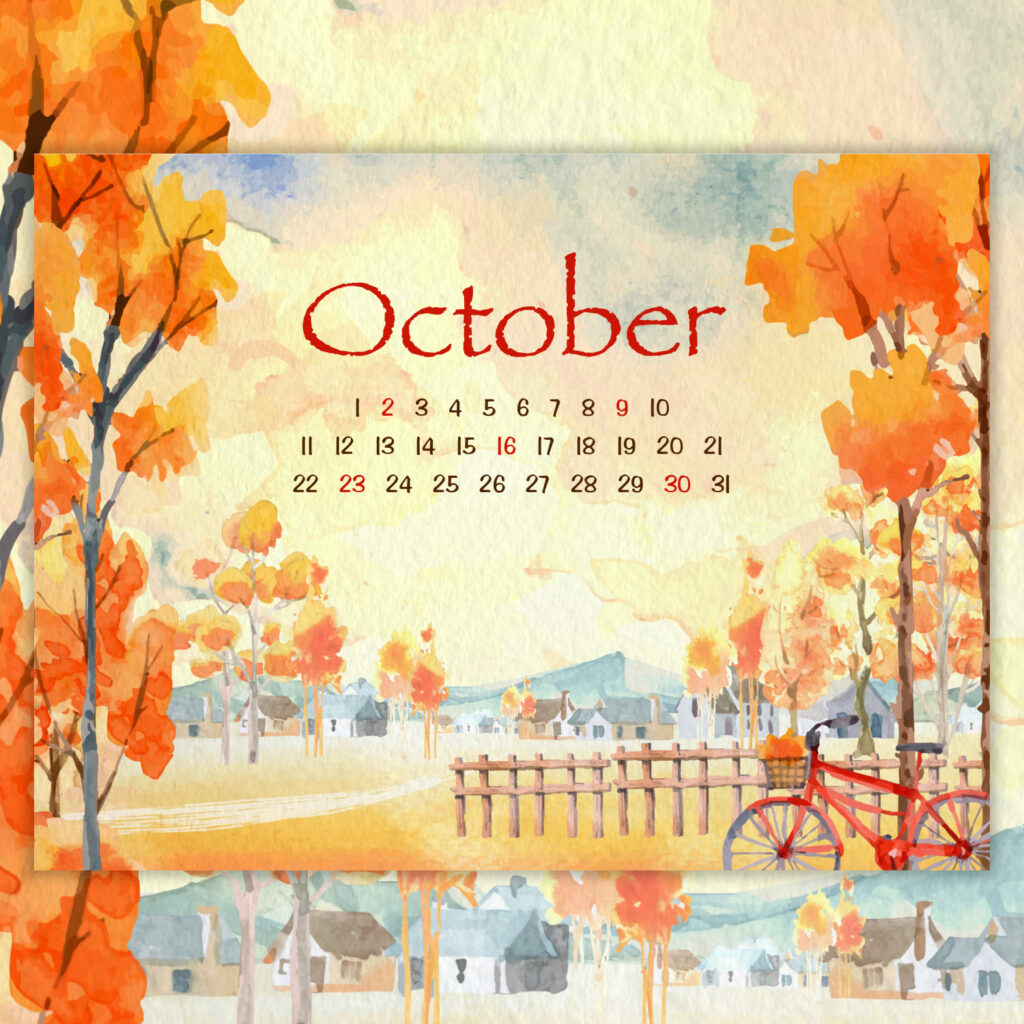 Free Fall October Calendar – MasterBundles