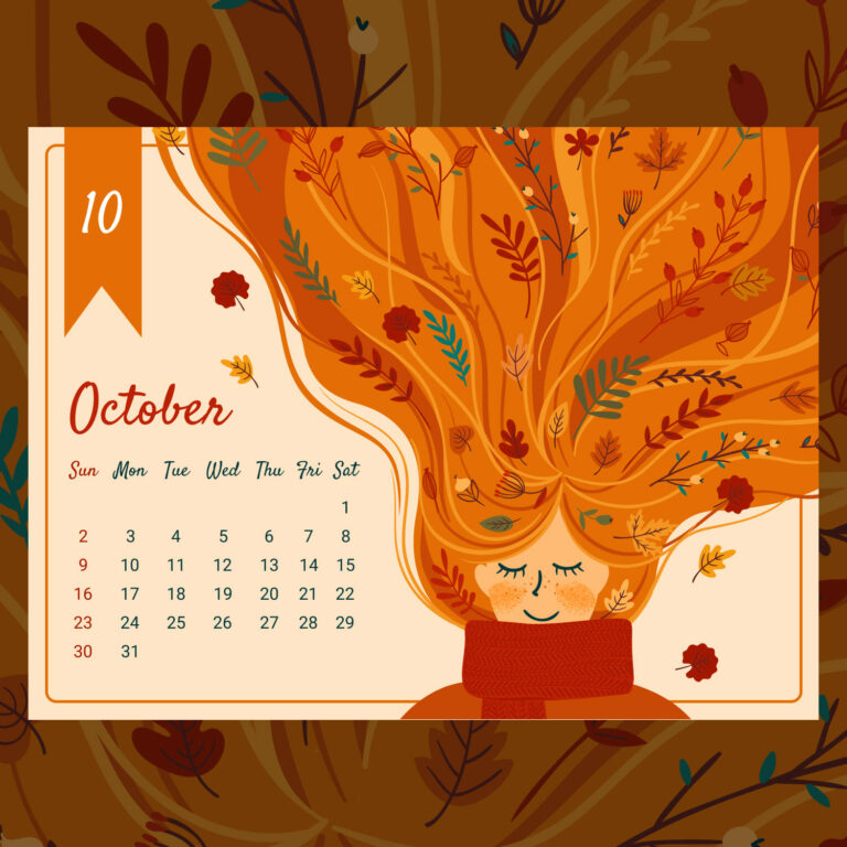 Free Cute October Calendar – MasterBundles
