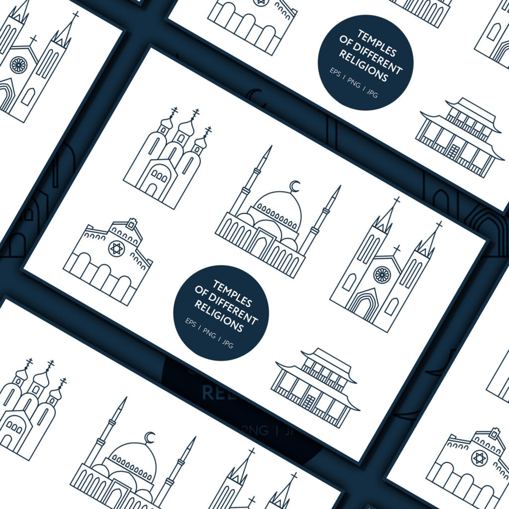 Set Of World's Religions Temples – MasterBundles