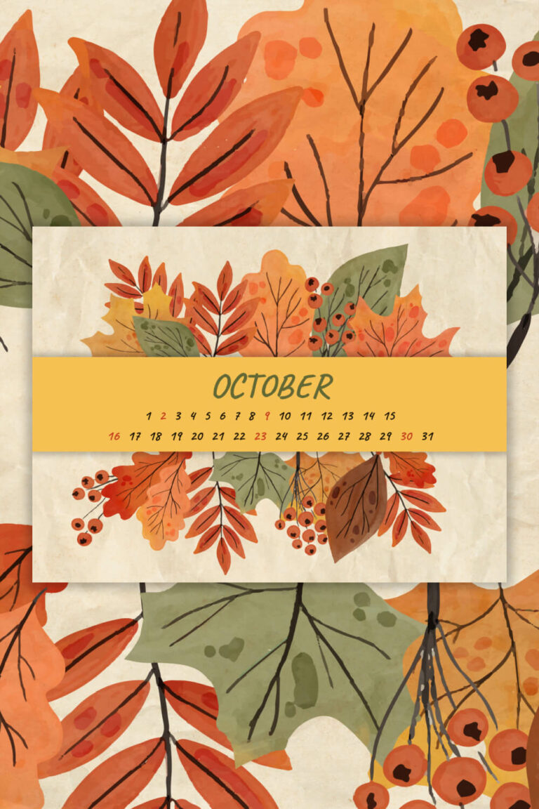 Free Leaves October Calendar – MasterBundles