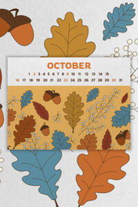 Free October Calendar Acorns And Leaves – MasterBundles