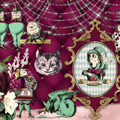 Blush Mint And Burgundy Alice In Wonderland Tea Party Graphi | Master ...