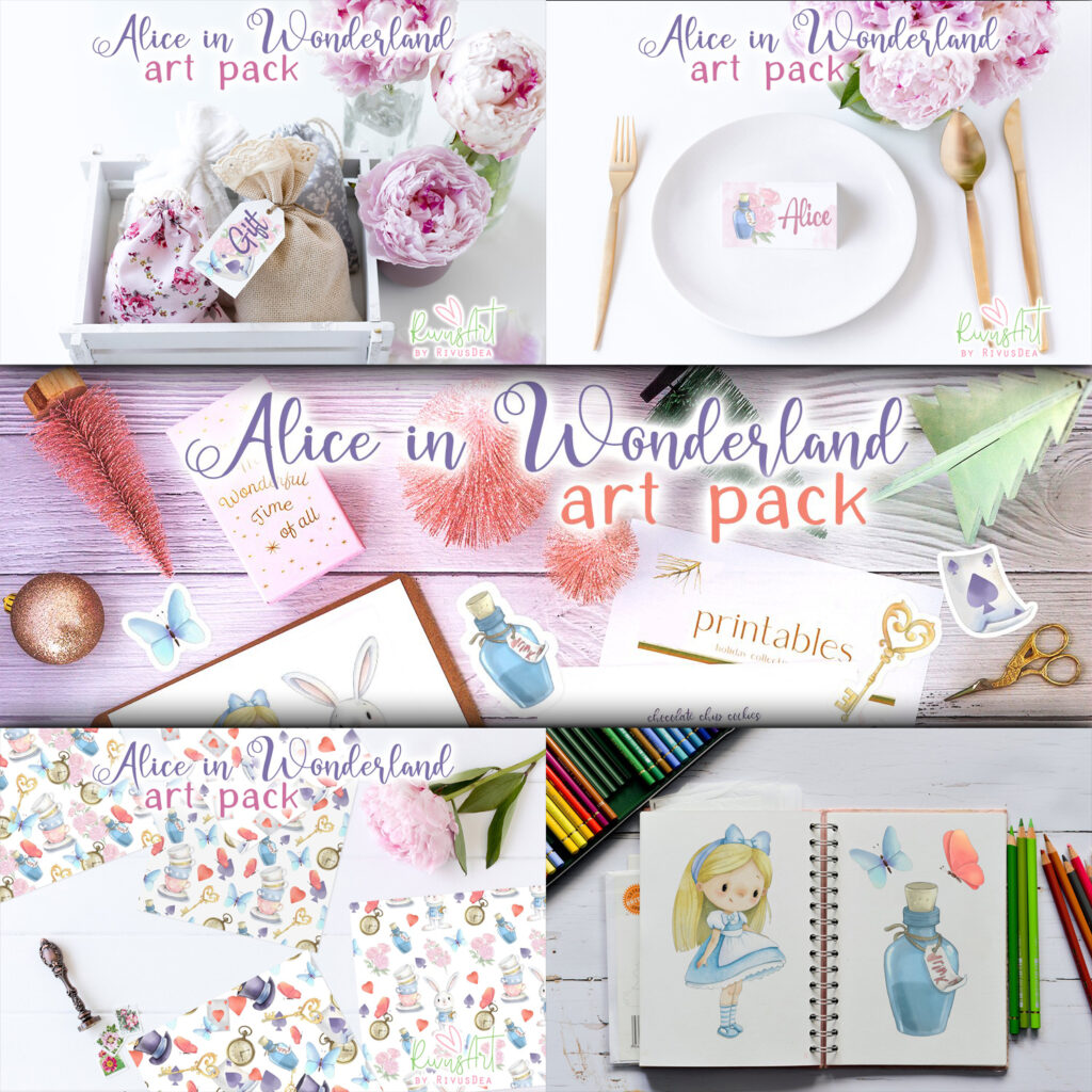 Alice In Wonderland PNG Clipart. Watercolor Alice Art Bundle ...