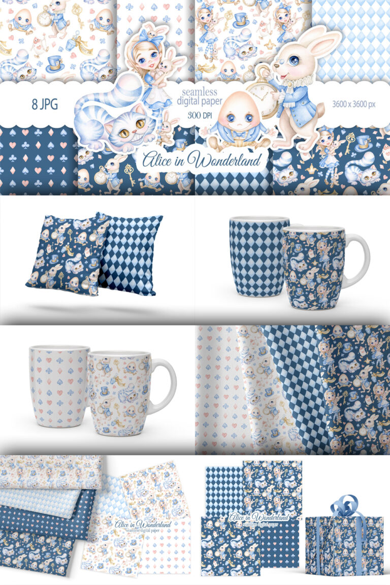 Alice In Wonderland Digital Seamless Paper, Cheshire Cat JPG ...