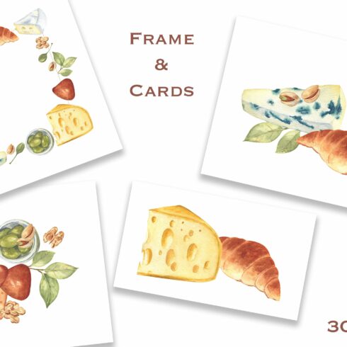 Cheese And Snacks. Watercolor Clipart, Patterns. JPG, PNG | Master Bundles