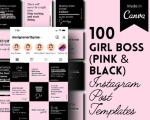 100 Pink And Black IG Post Quotes | Master Bundles