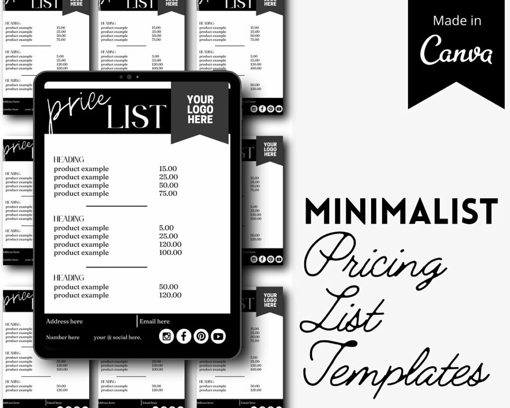 Minimalist Pricing List Template – MasterBundles