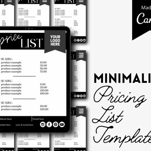 Minimalist Pricing List Template | Master Bundles