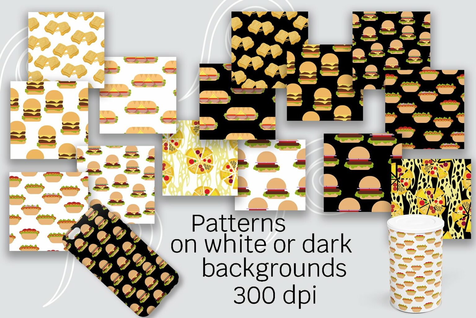 Fast Food Digital Paper Set, Scrapbook Seamless Patterns – MasterBundles