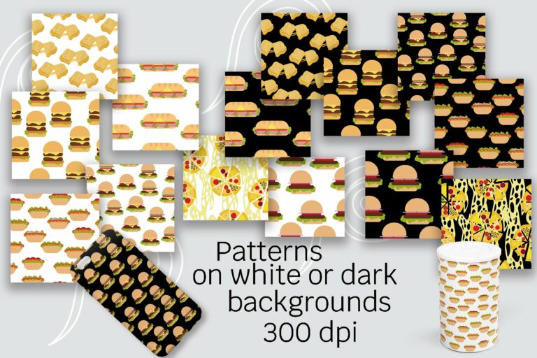 Fast Food Digital Paper Set, Scrapbook Seamless Patterns – MasterBundles