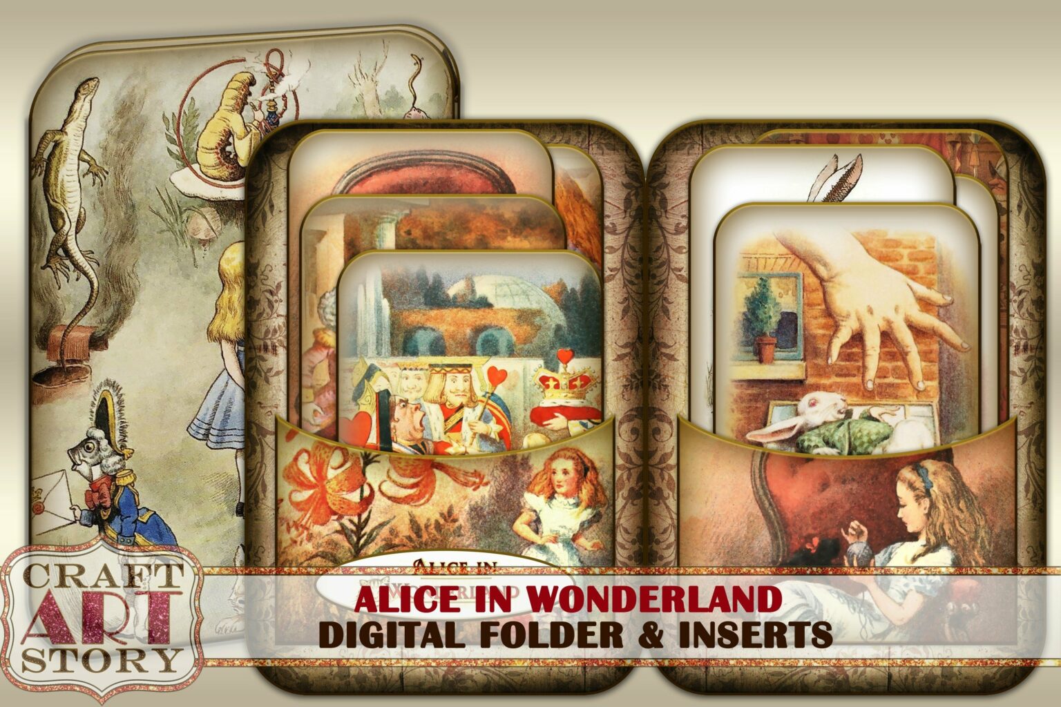 Alice In Wonderland Packs,Digital Folder & Inserts,Ephemera – MasterBundles