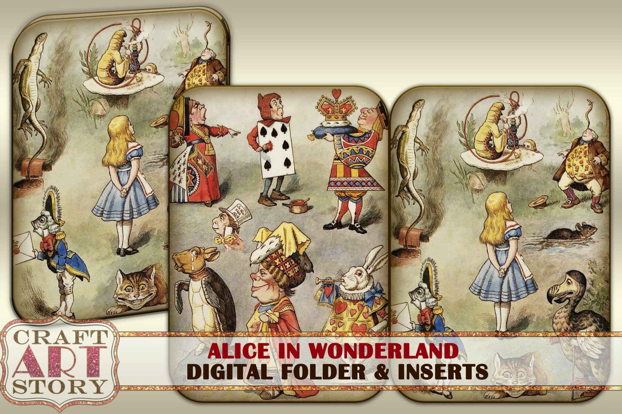 Alice In Wonderland Packs,Digital Folder & Inserts,Ephemera – MasterBundles