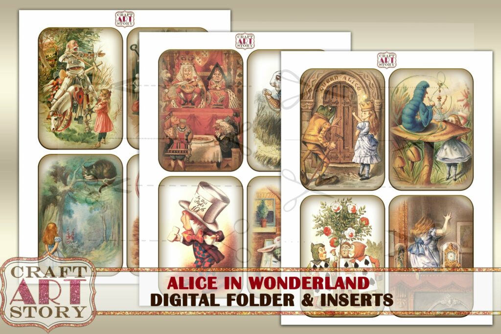Alice In Wonderland Packs,Digital Folder & Inserts,Ephemera – MasterBundles