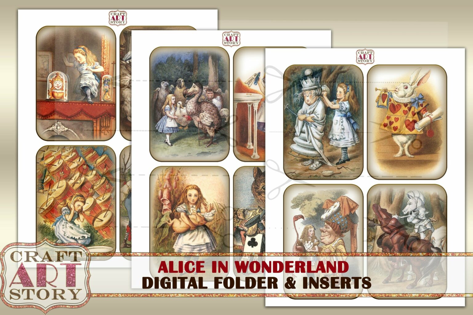 Alice In Wonderland Packs,Digital Folder & Inserts,Ephemera – MasterBundles