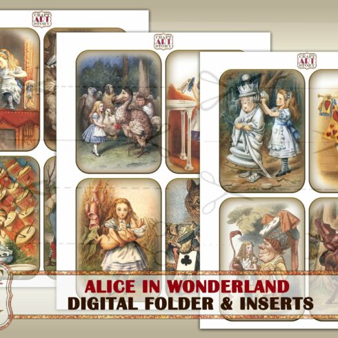 Alice In Wonderland Packs,Digital Folder & Inserts,Ephemera | MasterBundles