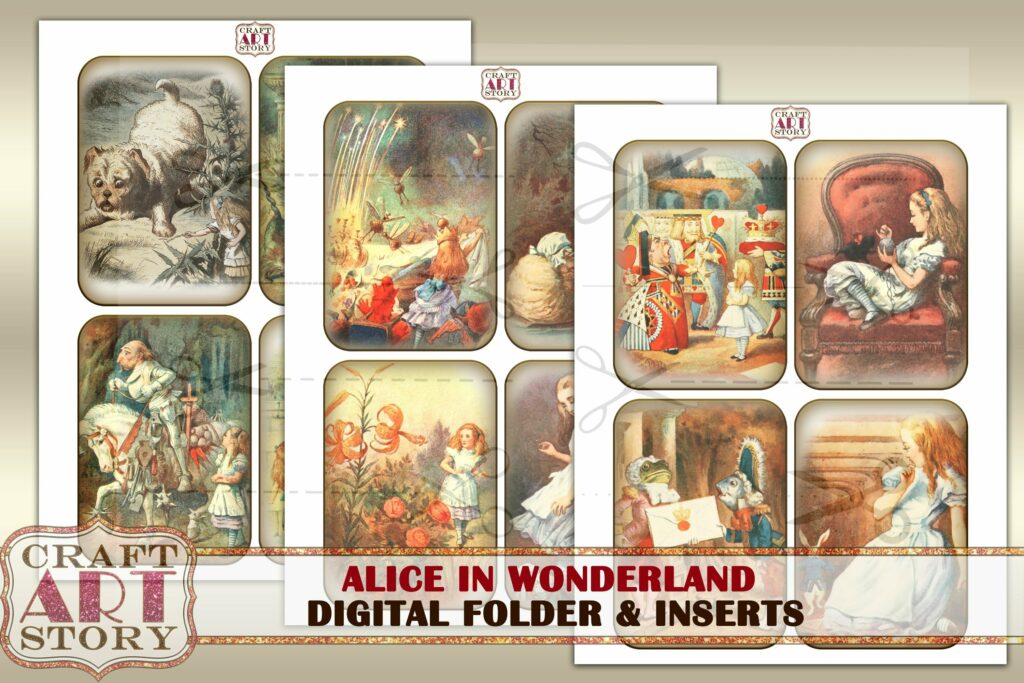 Alice In Wonderland Packs,Digital Folder & Inserts,Ephemera | MasterBundles