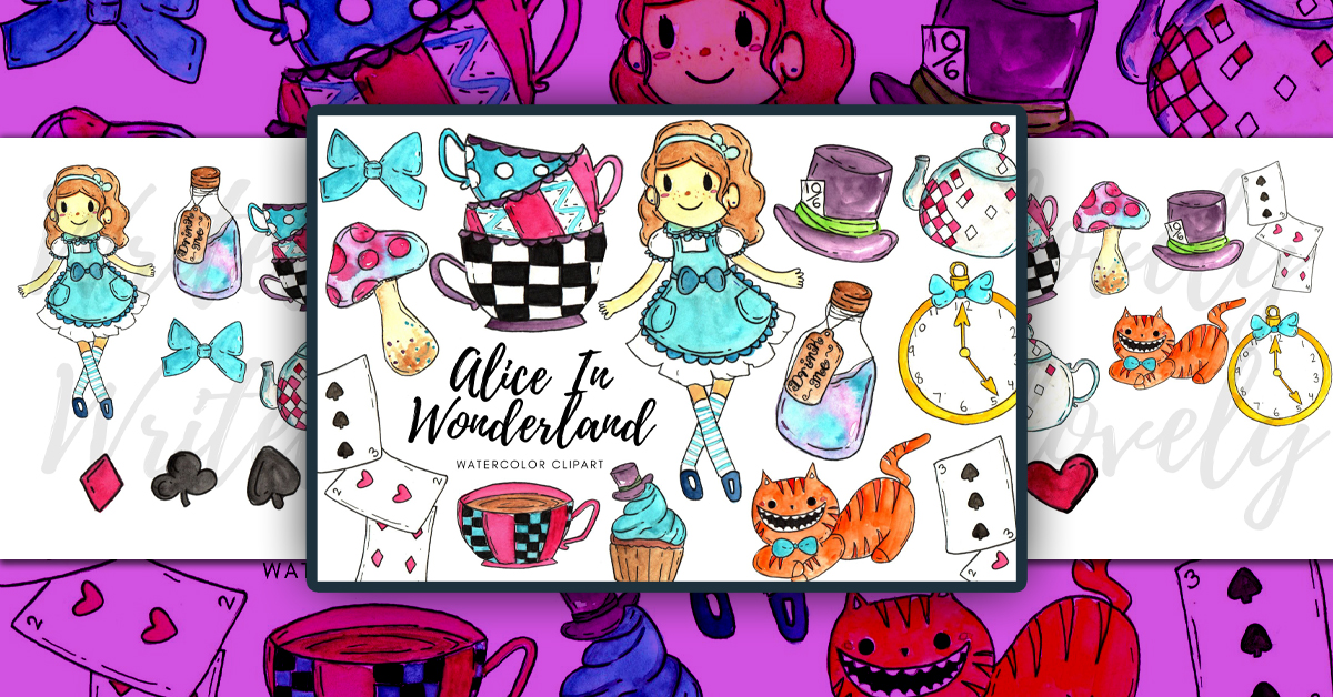 Watercolor Alice In Wonderland Clipart – MasterBundles