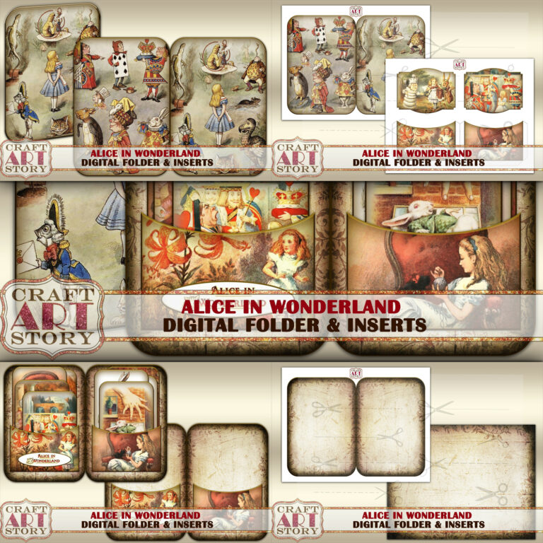 Alice In Wonderland Packs,Digital Folder & Inserts,Ephemera – MasterBundles