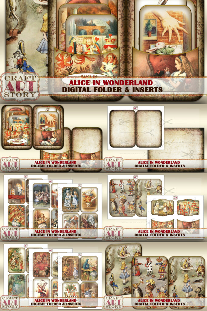 Alice In Wonderland Packs,Digital Folder & Inserts,Ephemera – MasterBundles