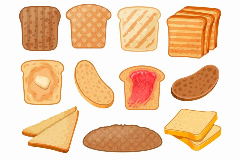 Cartoon Toasts. Fresh Toasted Whole Grain And Wheat Bread SL ...