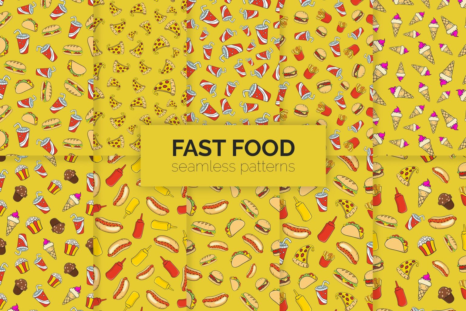 Fast Food Seamless Patterns – MasterBundles