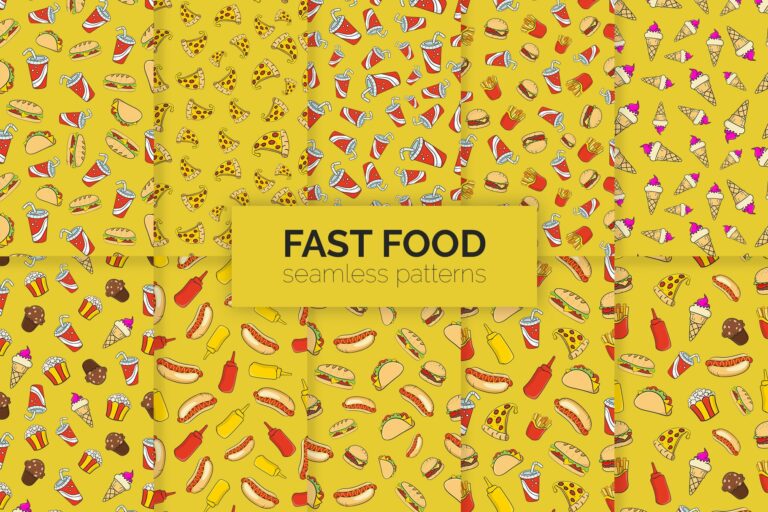 Fast Food Seamless Patterns – MasterBundles