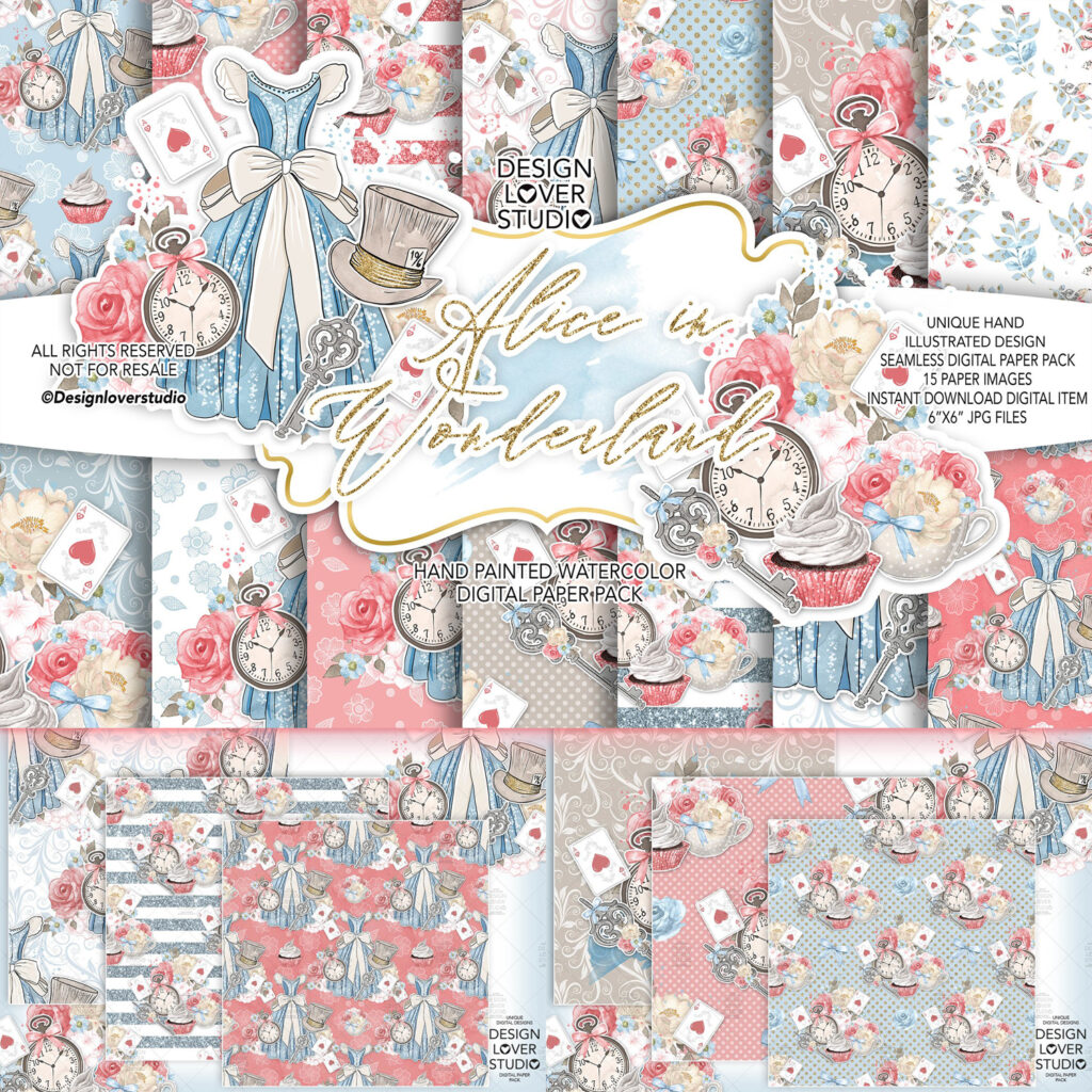 Alice In Wonderland Digital Paper – MasterBundles