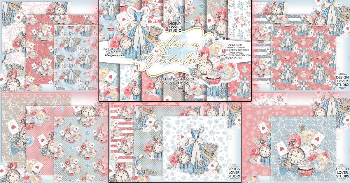 Alice In Wonderland Digital Paper – MasterBundles