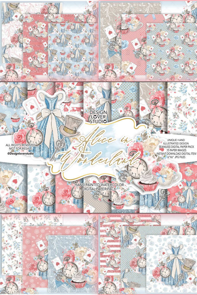 Alice In Wonderland Digital Paper – MasterBundles