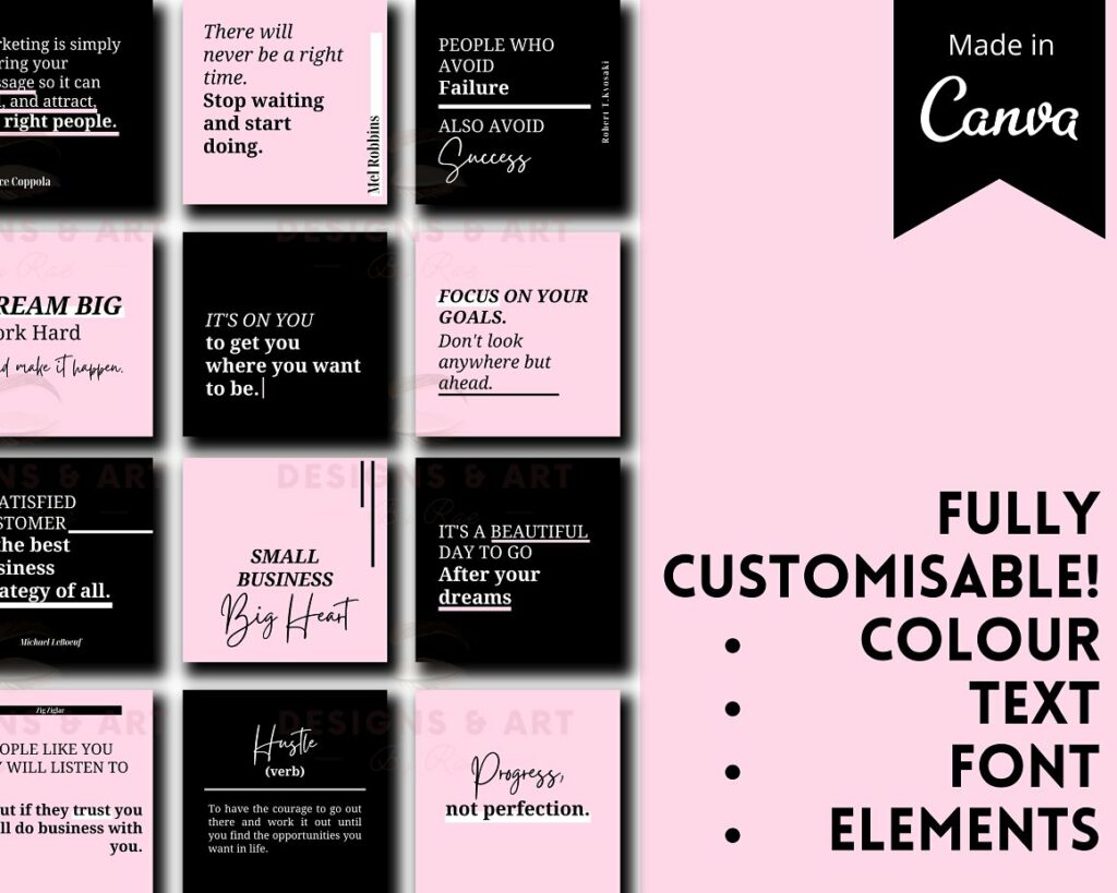 100 Pink And Black IG Post Quotes – MasterBundles