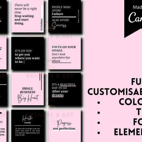100 Pink And Black IG Post Quotes | Master Bundles