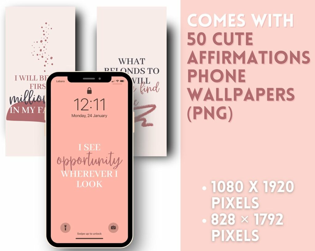 Cute Affirmations Phone Wallpaper – MasterBundles