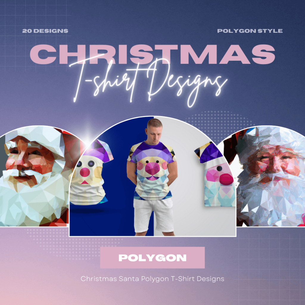 20 Christmas Santa Polygon T-shirt Designs – MasterBundles