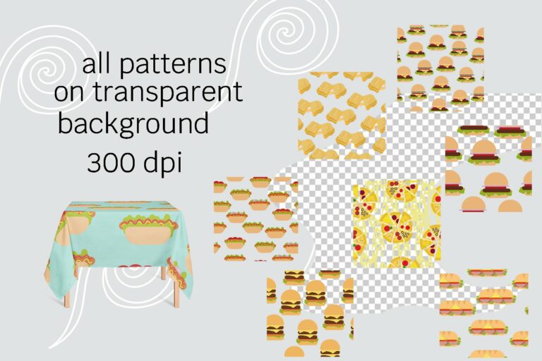 Fast Food Digital Paper Set, Scrapbook Seamless Patterns – MasterBundles