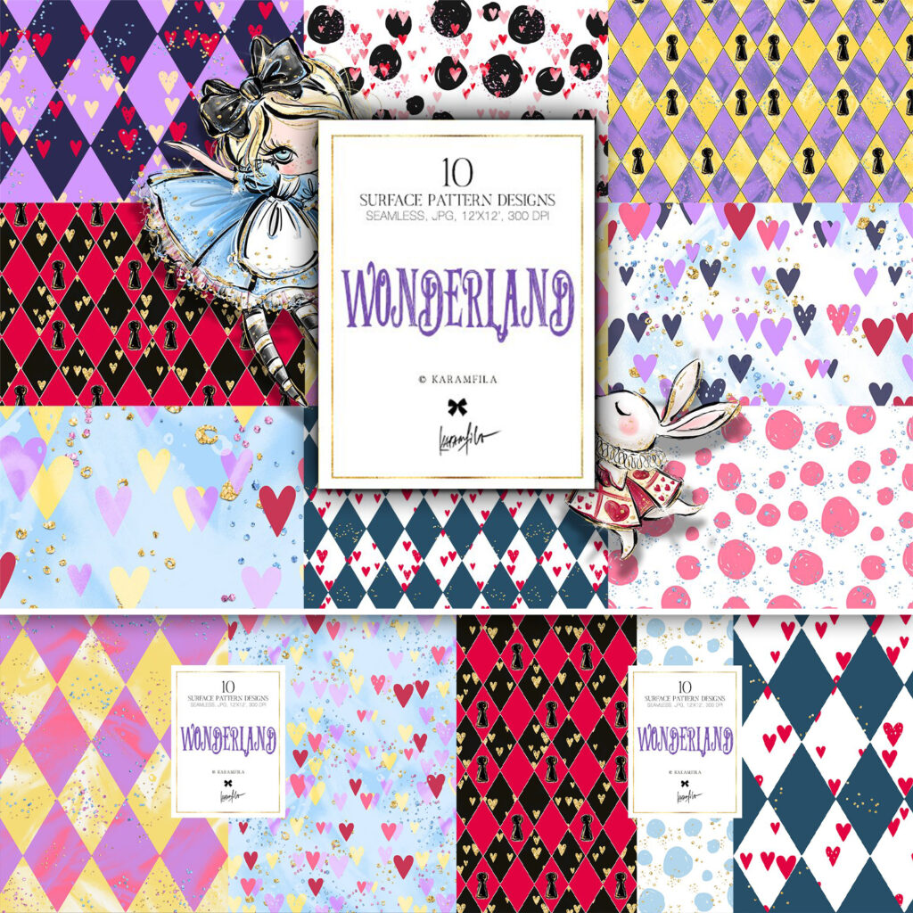 Alice In Wonderland Basic Patterns – MasterBundles