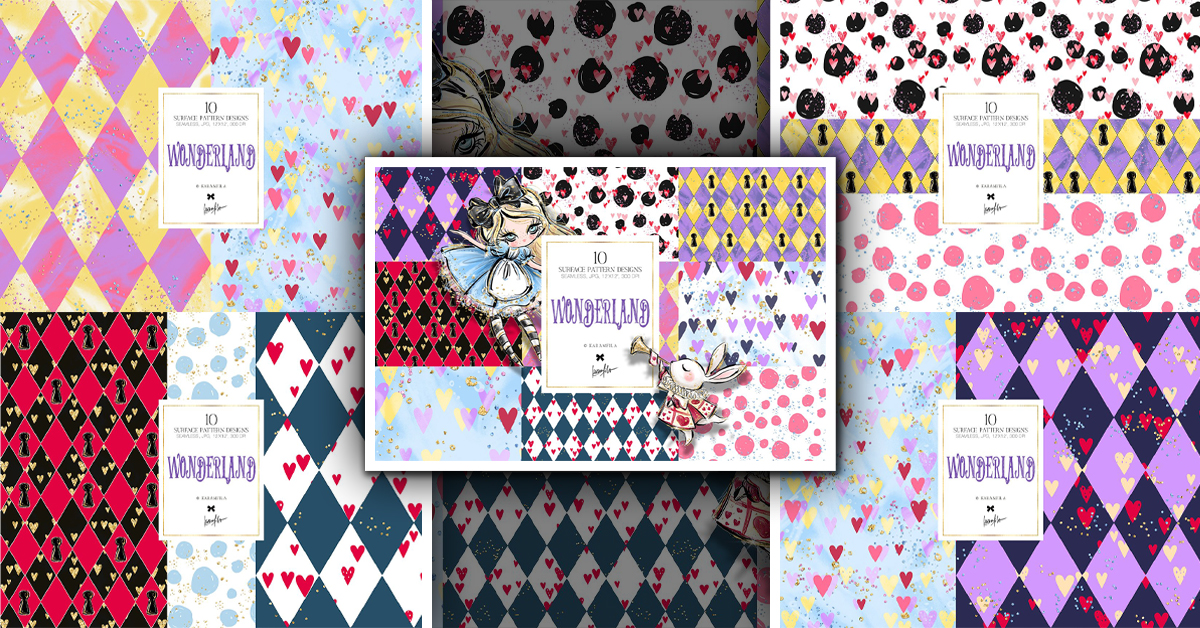 Alice In Wonderland Basic Patterns – MasterBundles
