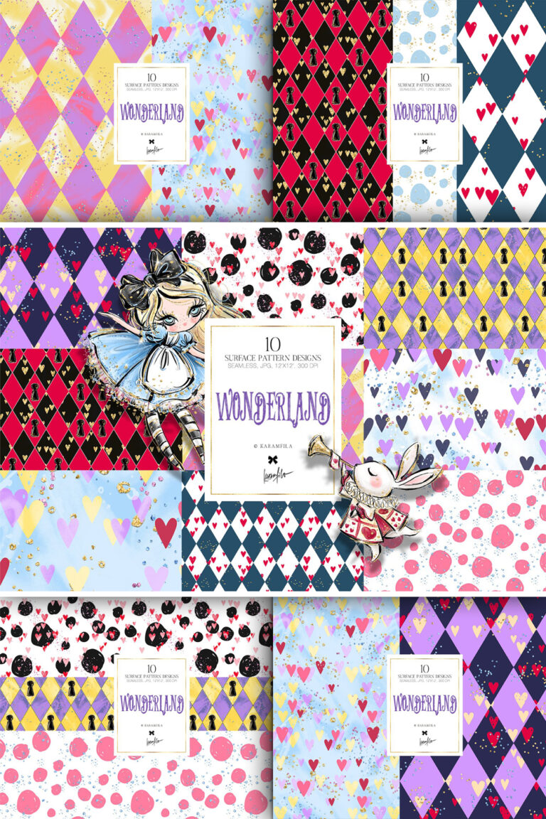 Alice In Wonderland Basic Patterns – MasterBundles