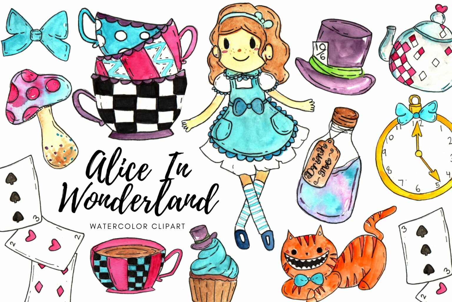 Watercolor Alice In Wonderland Clipart – MasterBundles