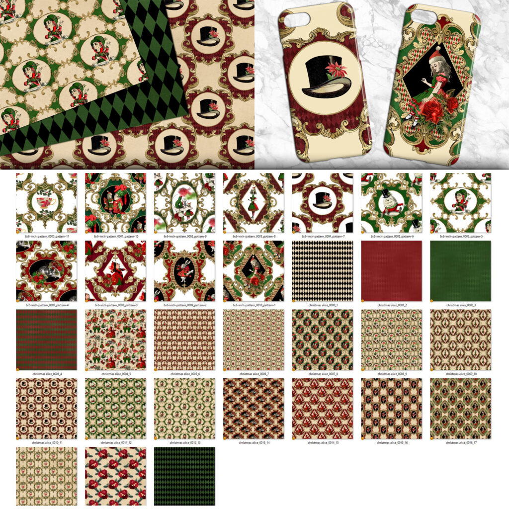 Christmas Alice In Wonderland Digital Paper – MasterBundles