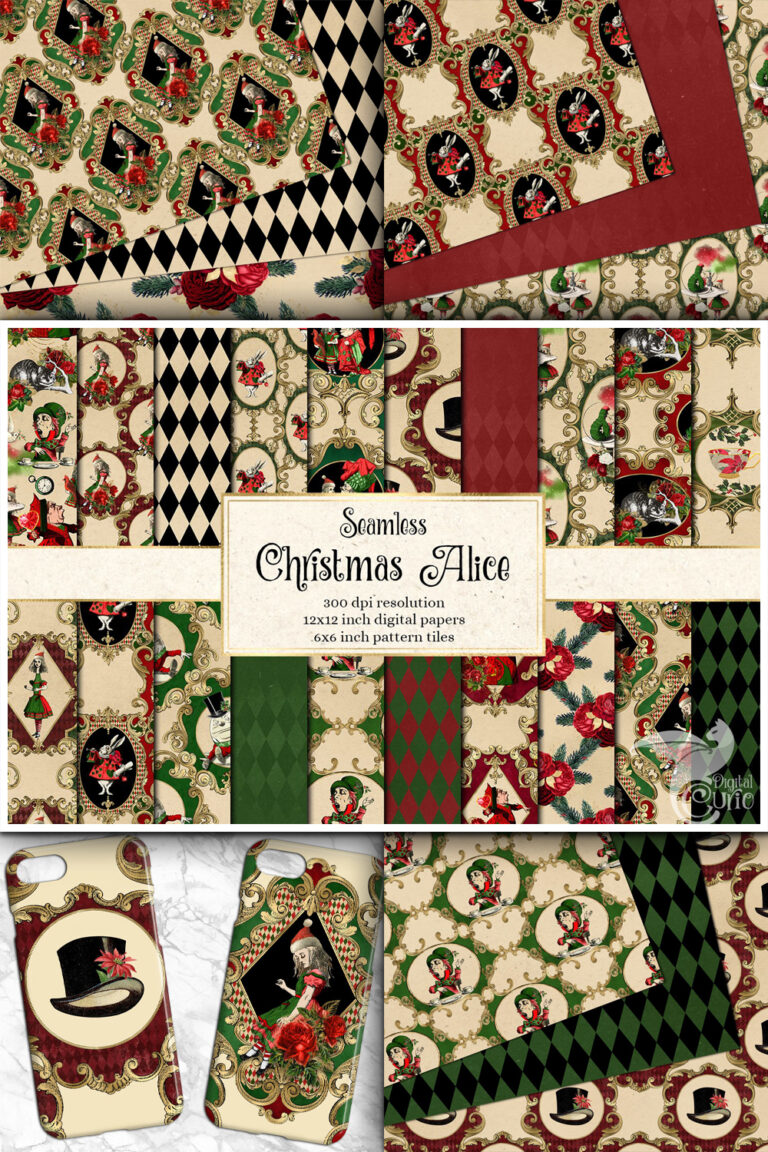 Christmas Alice In Wonderland Digital Paper – MasterBundles
