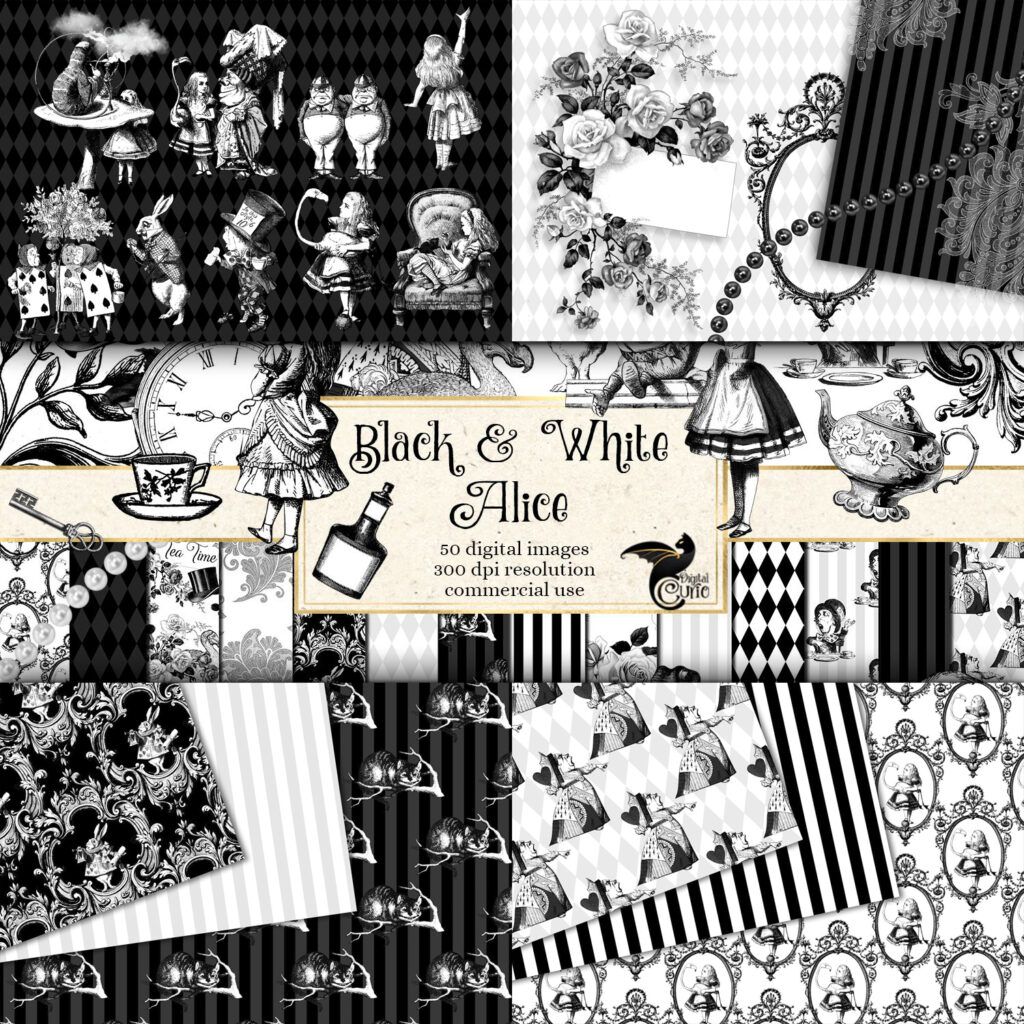 Whimsical Alice In Wonderland Journal Paper – MasterBundles