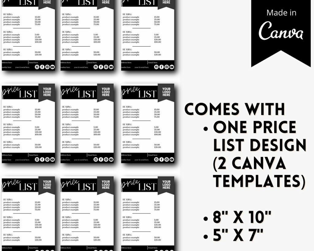 Minimalist Pricing List Template – MasterBundles