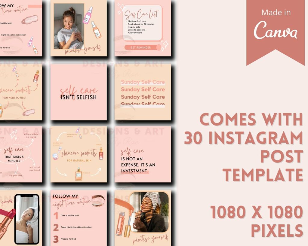 Self Care Instagram Post Templates – MasterBundles