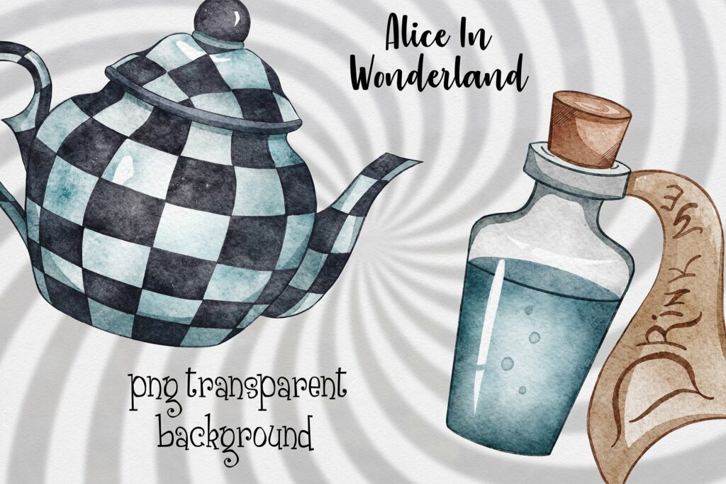 Alice In Wonderland Watercolor Clipart, Tea Party PNG – MasterBundles