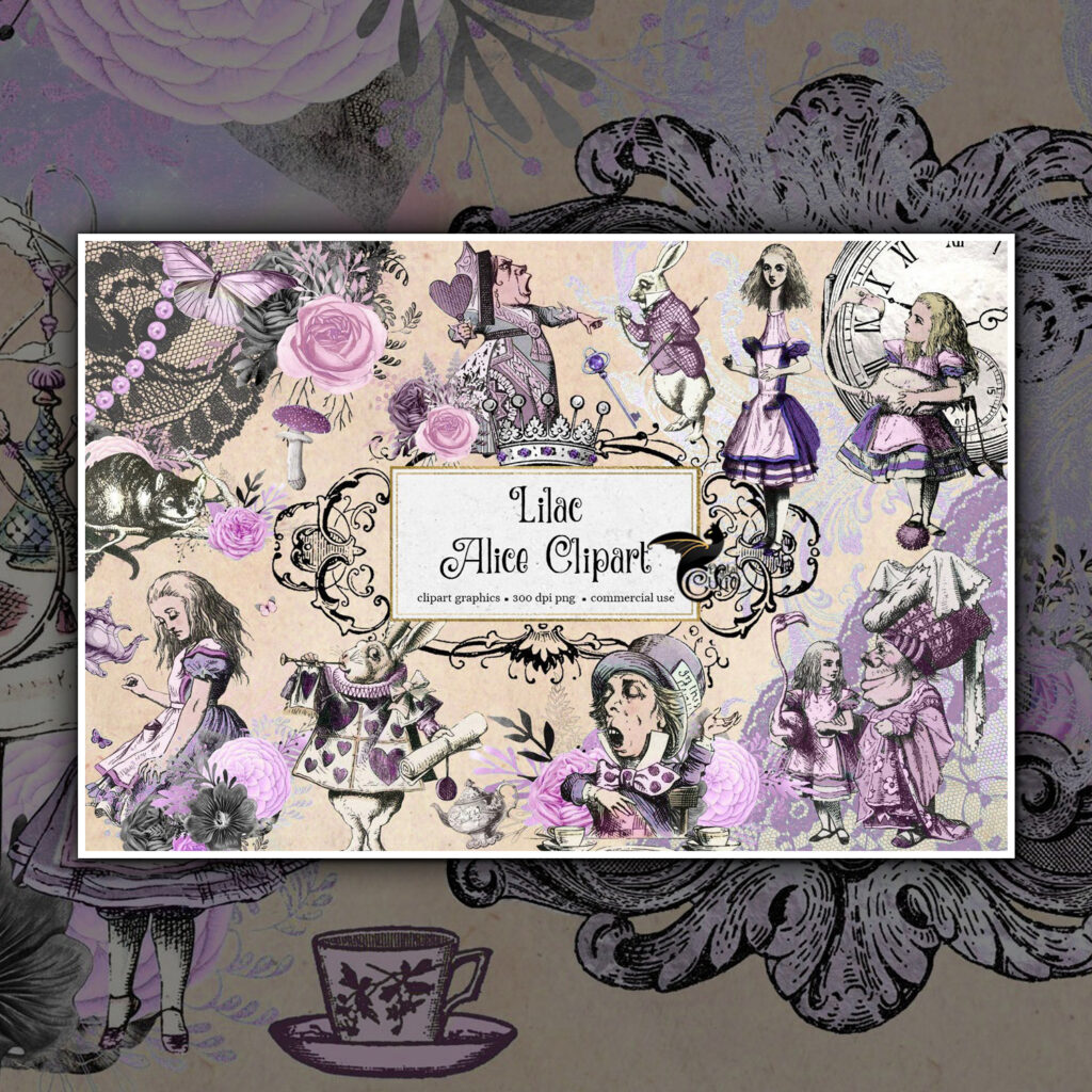 Navy Blue And Gold Alice In Wonderland Graphics | Master Bundles