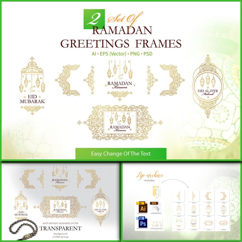 Set Of Ramadan Greetings Frames – MasterBundles