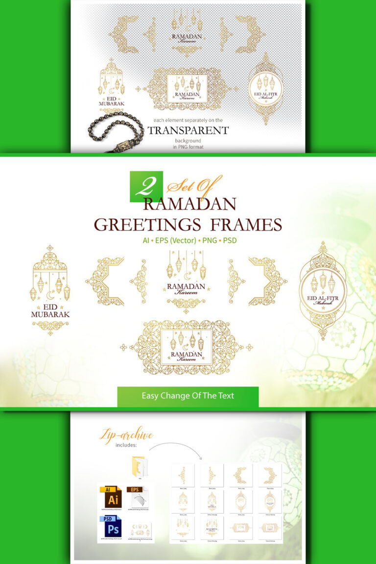 Set Of Ramadan Greetings Frames – MasterBundles