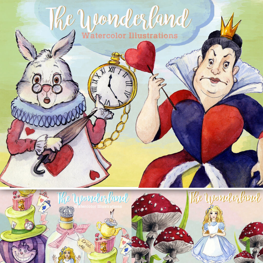 Watercolor Alice In Wonderland Clipart By Whimseez – MasterBundles